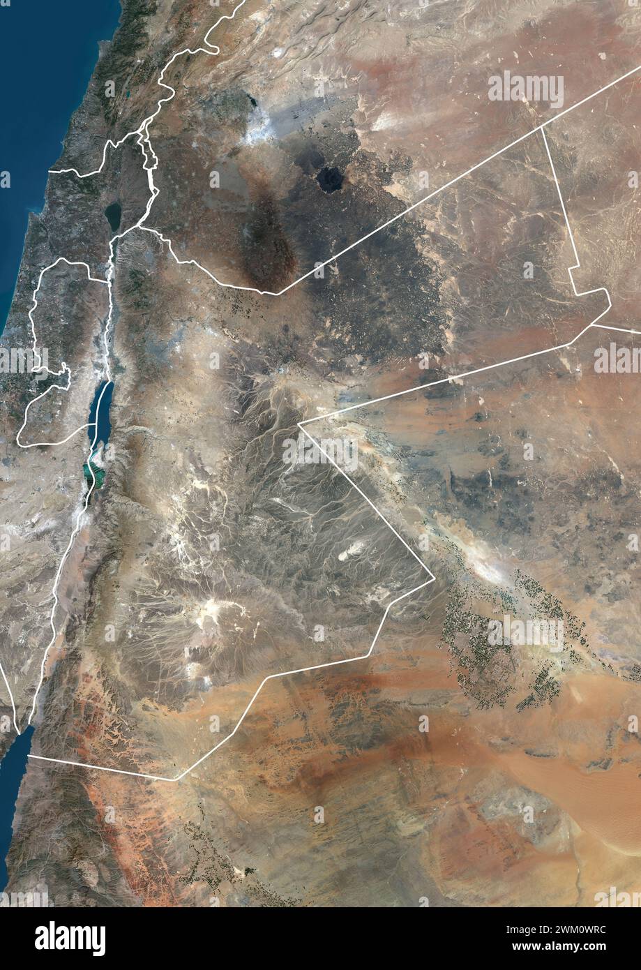 Color satellite image of Jordan and neighbouring countries Stock Photo ...