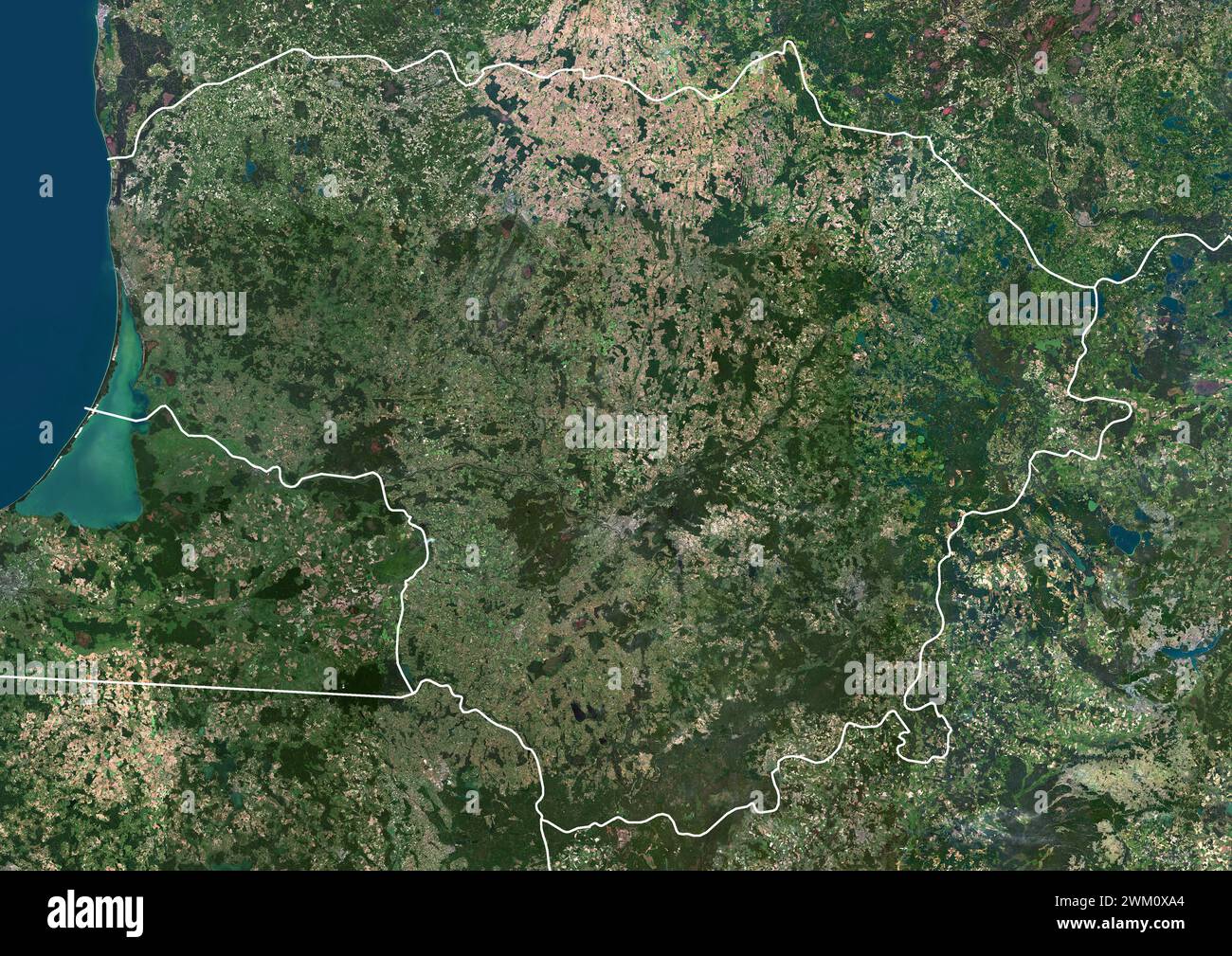 Color satellite image of Lithuania and neighbouring countries, with ...