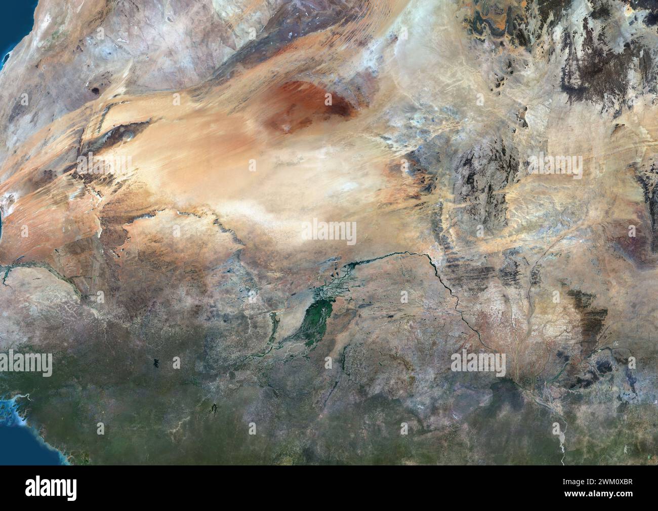 Color satellite image of Mali and neighbouring countries Stock Photo ...