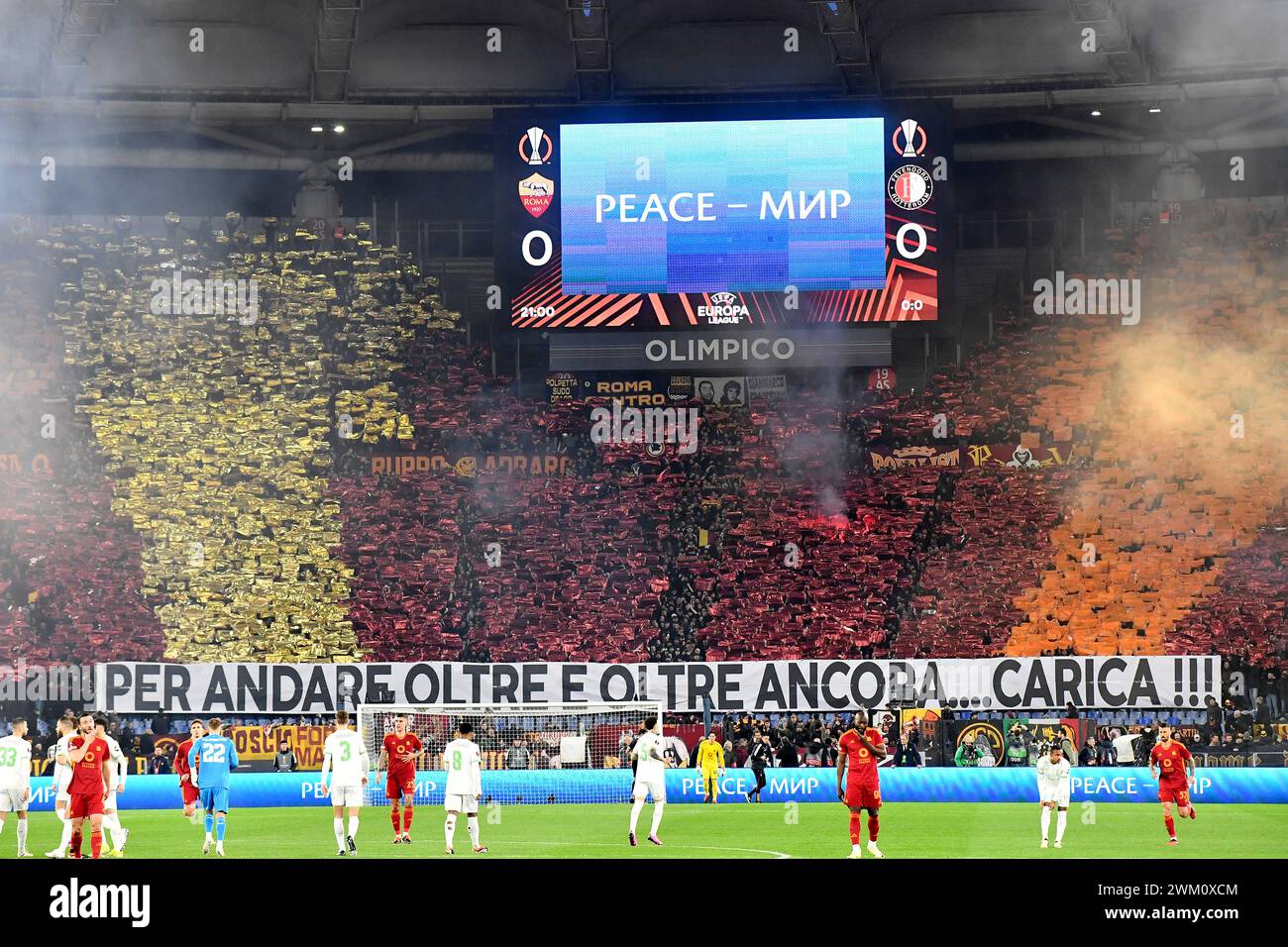 AS Roma fans show a choreography during the Europa League football ...