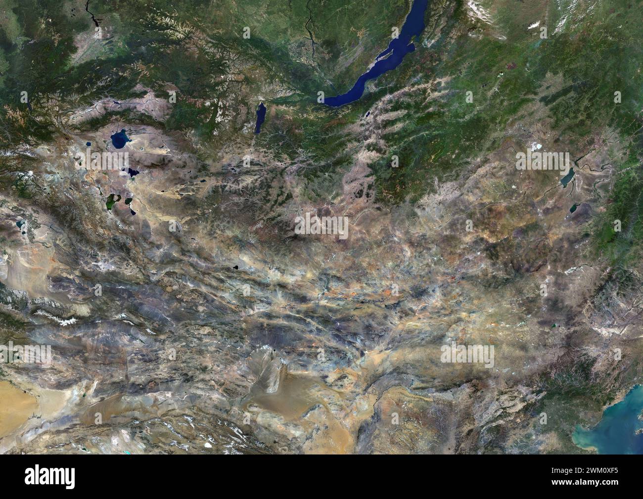 Color satellite image of Mongolia and neighbouring countries Stock ...
