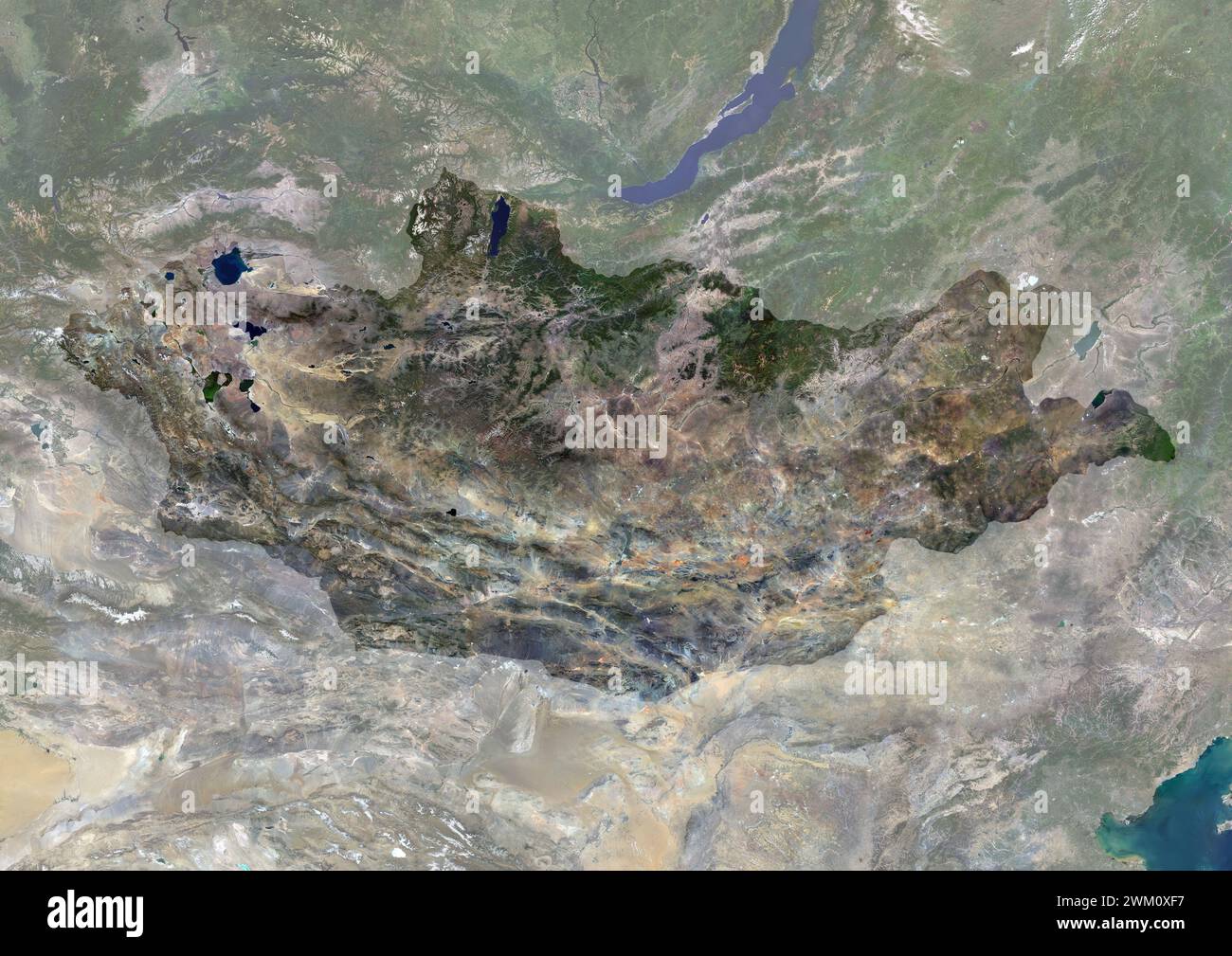 Color satellite image of Mongolia, with mask Stock Photo - Alamy