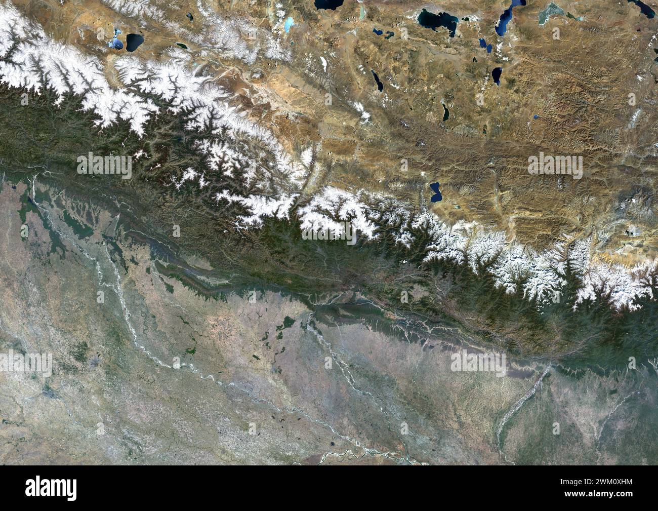 Color satellite image of Nepal and neighbouring countries Stock Photo ...