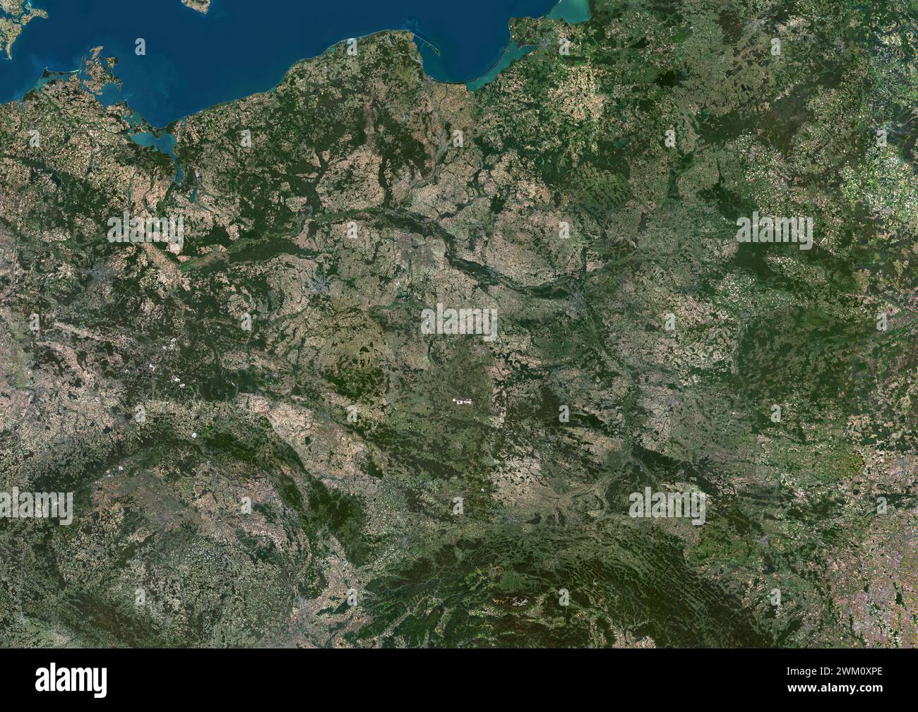 Color satellite image of Poland and neighbouring countries Stock Photo ...