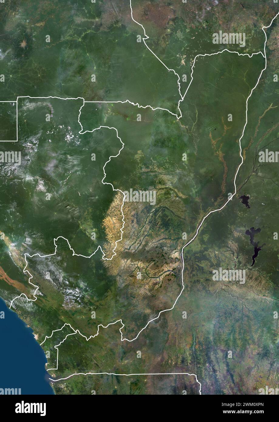 Color satellite image of Republic of the Congo and neighbouring ...