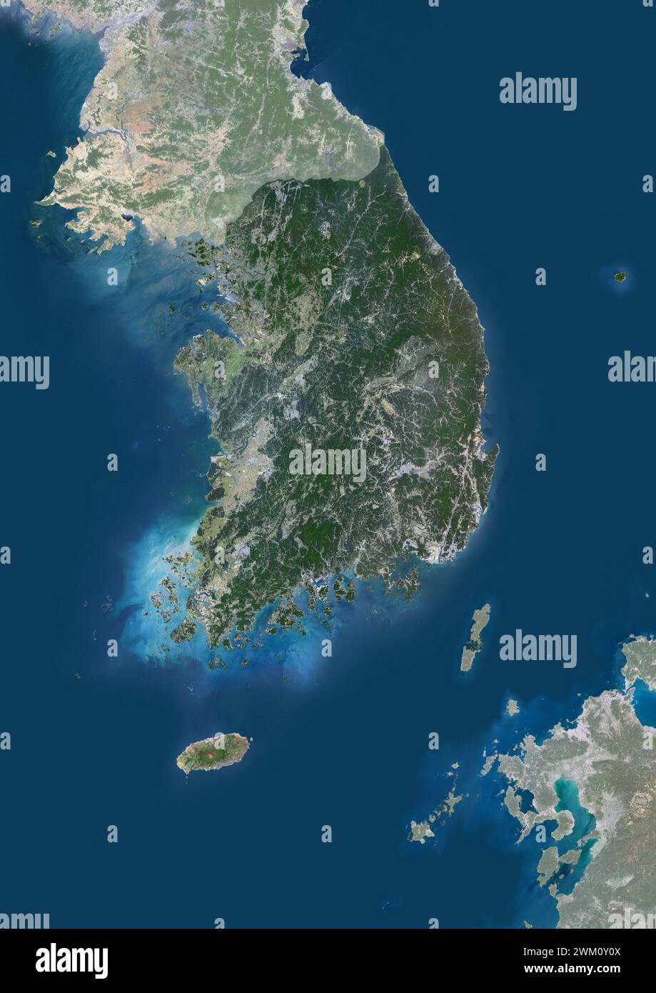Color satellite image of South Korea, with mask Stock Photo - Alamy