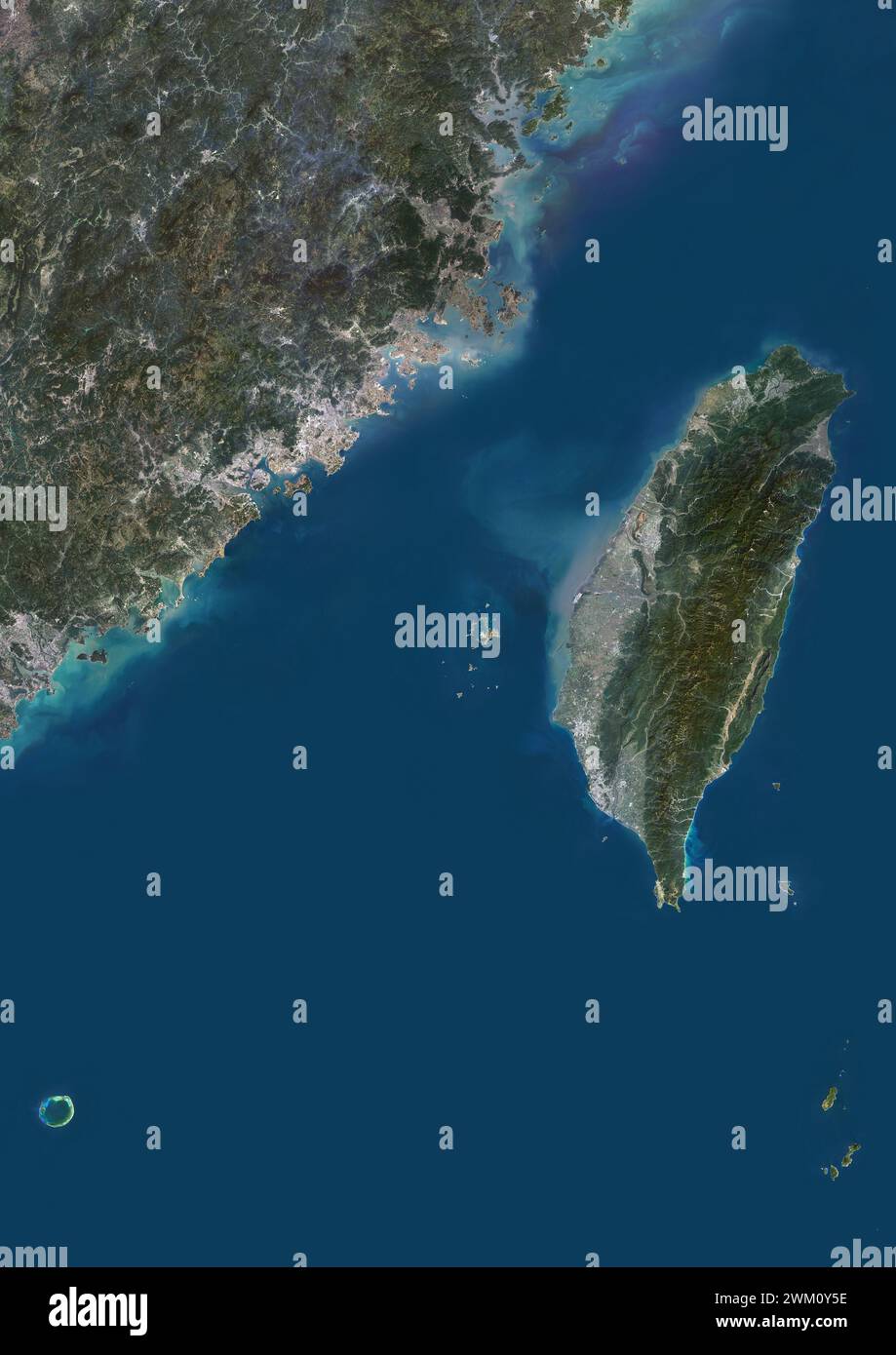 Color satellite image of Taiwan and the Chinese coast Stock Photo - Alamy