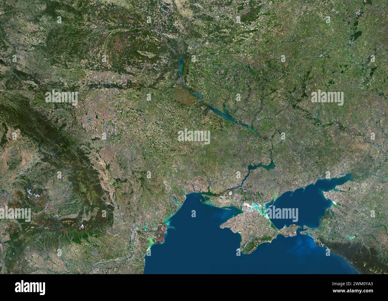 Color satellite image of Ukraine and neighbouring countries Stock Photo ...