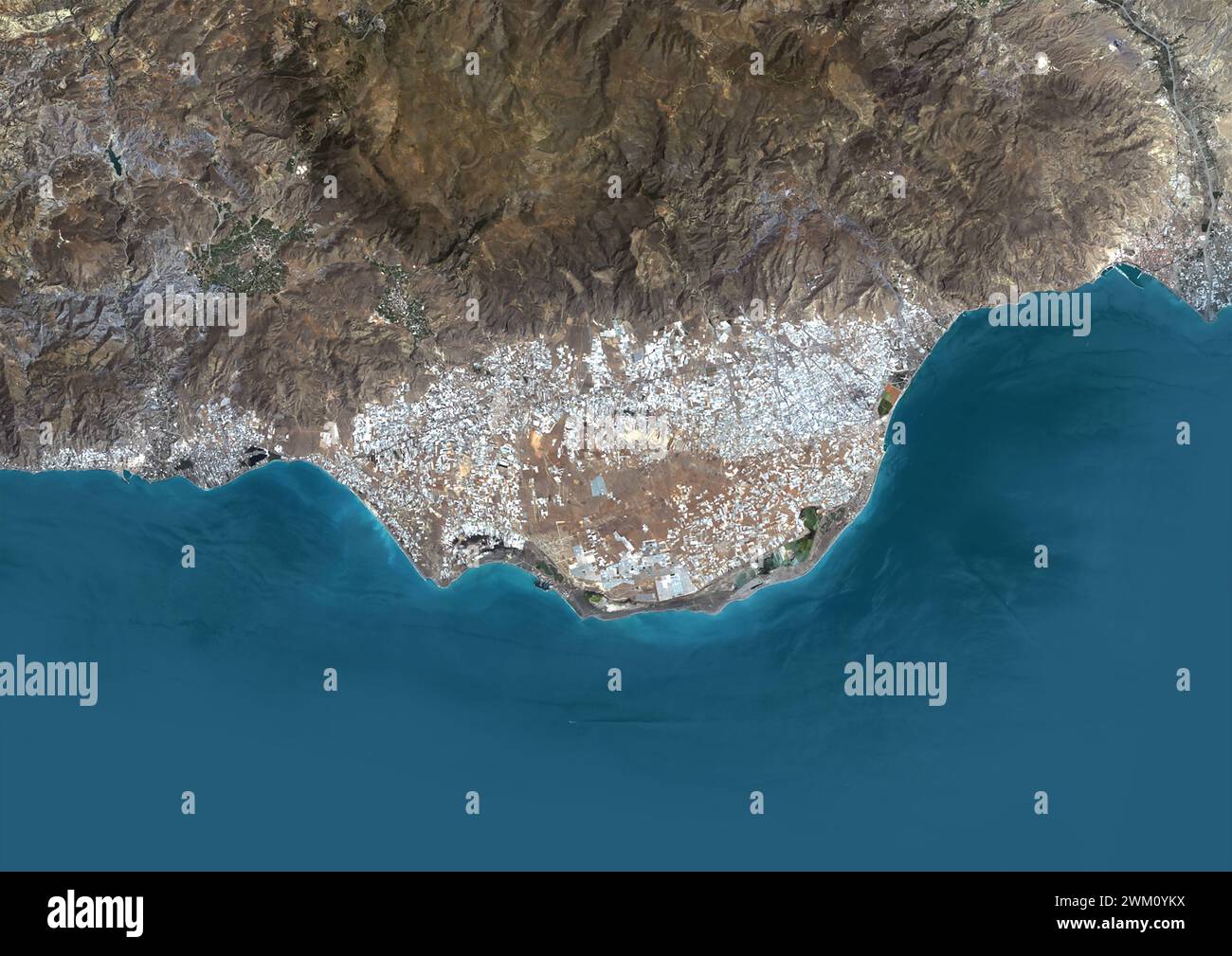 Color satellite image of intensive farming in Almeria, Spain in 1986 ...