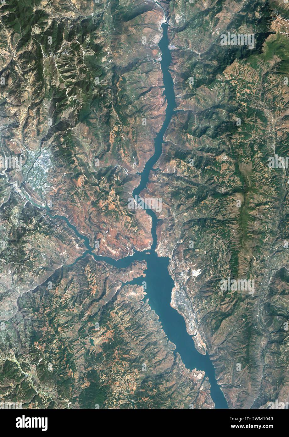 Color satellite image of the Baihetan Dam in 2022 on the Jinsha River ...