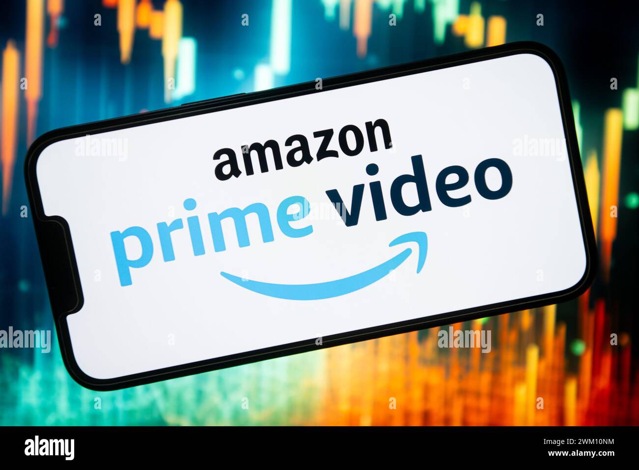 In this photo illustration, an Amazon Prime Video logo seen displayed ...