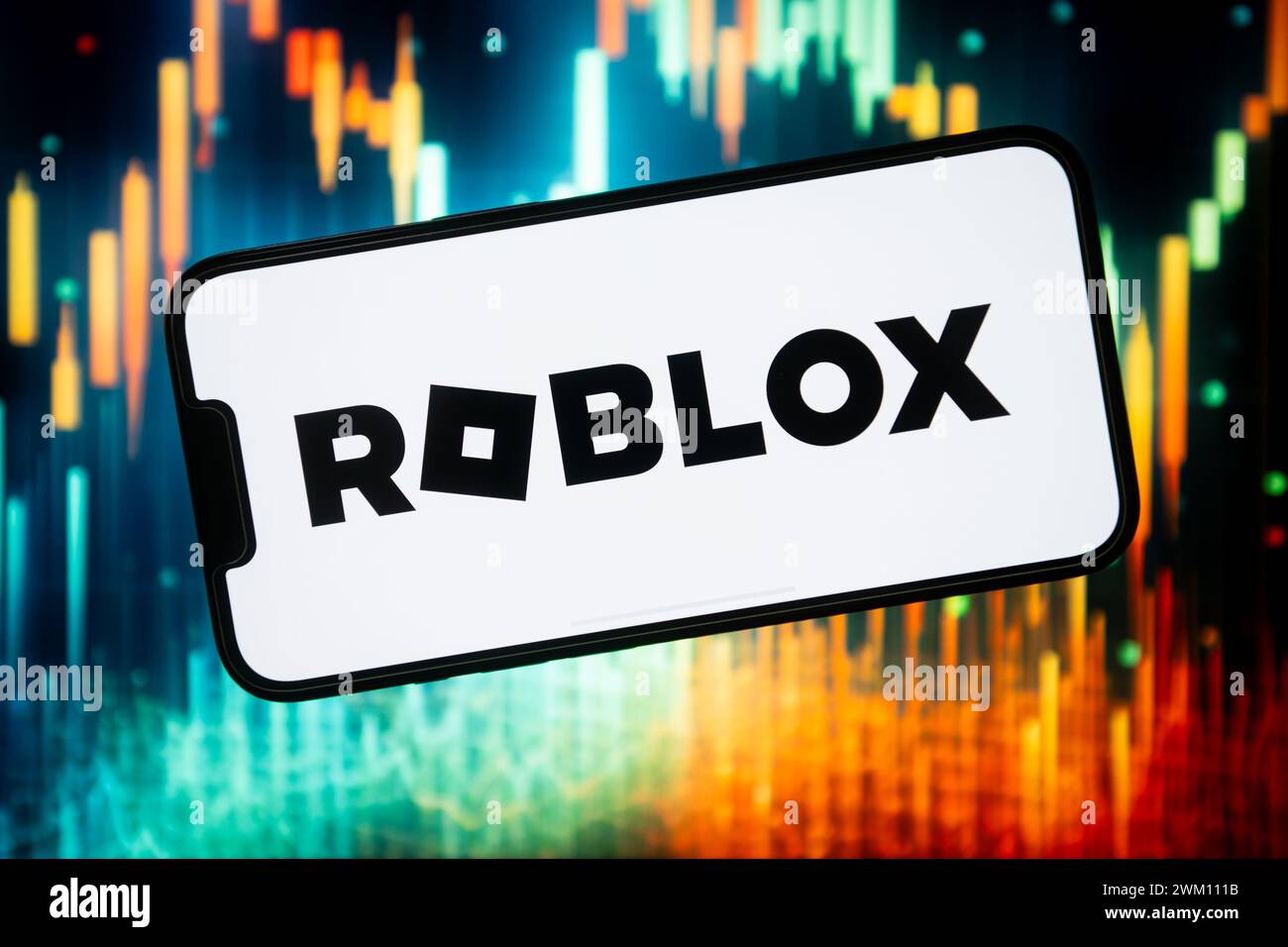 In this photo illustration, a Roblox logo seen displayed on a ...