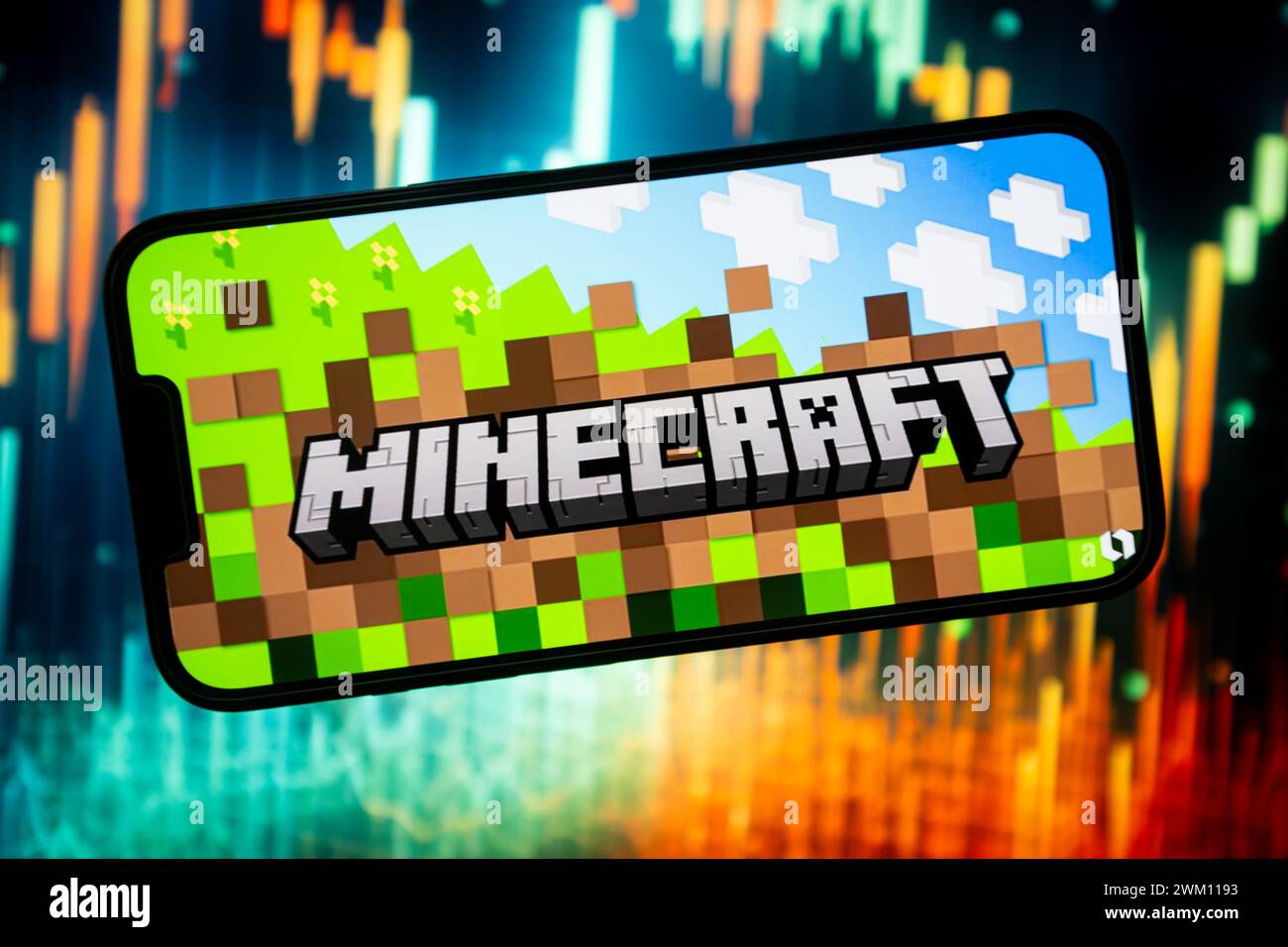In this photo illustration, a Minecraft logo seen displayed on a ...