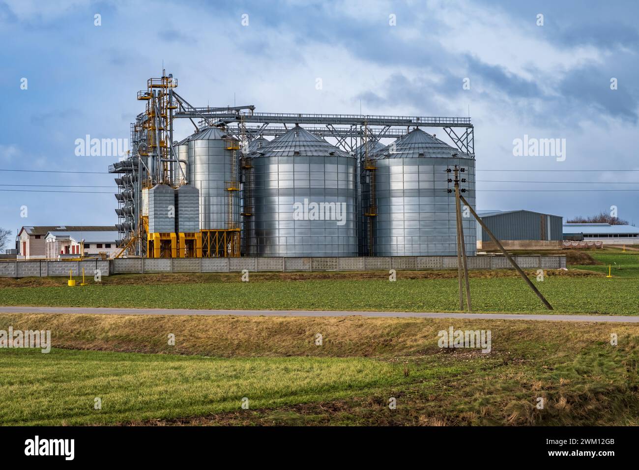 silos on agro-industrial complex with seed cleaning and drying line for ...
