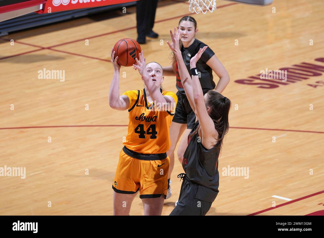 BLOOMINGTON, IN - FEBRUARY 22: Iowa Hawkeyes forward Addison O'Grady ...