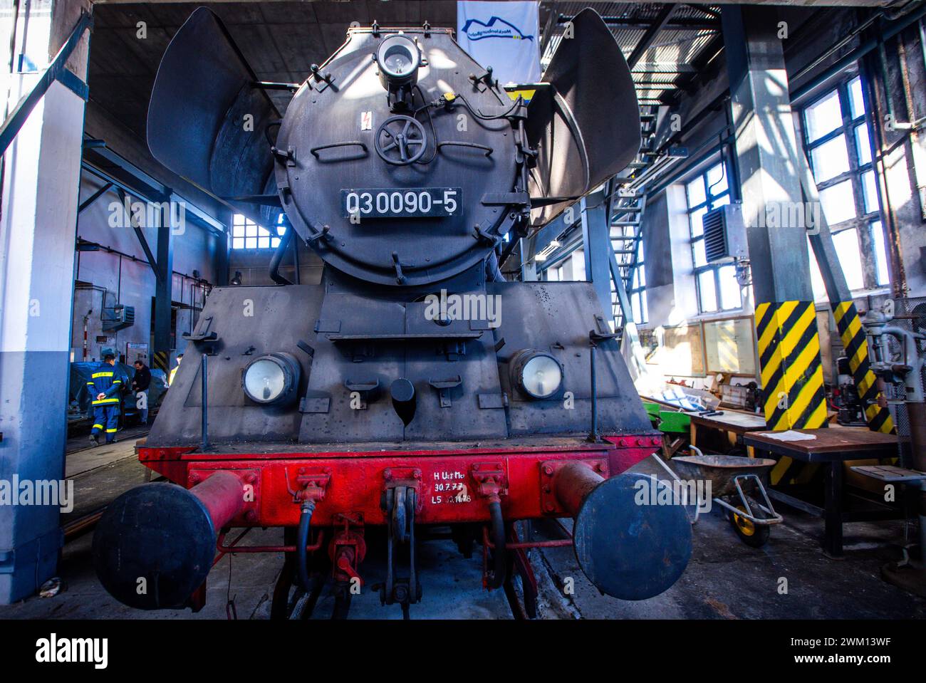Schwerin, Germany. 23rd Feb, 2024. An express steam locomotive slightly ...