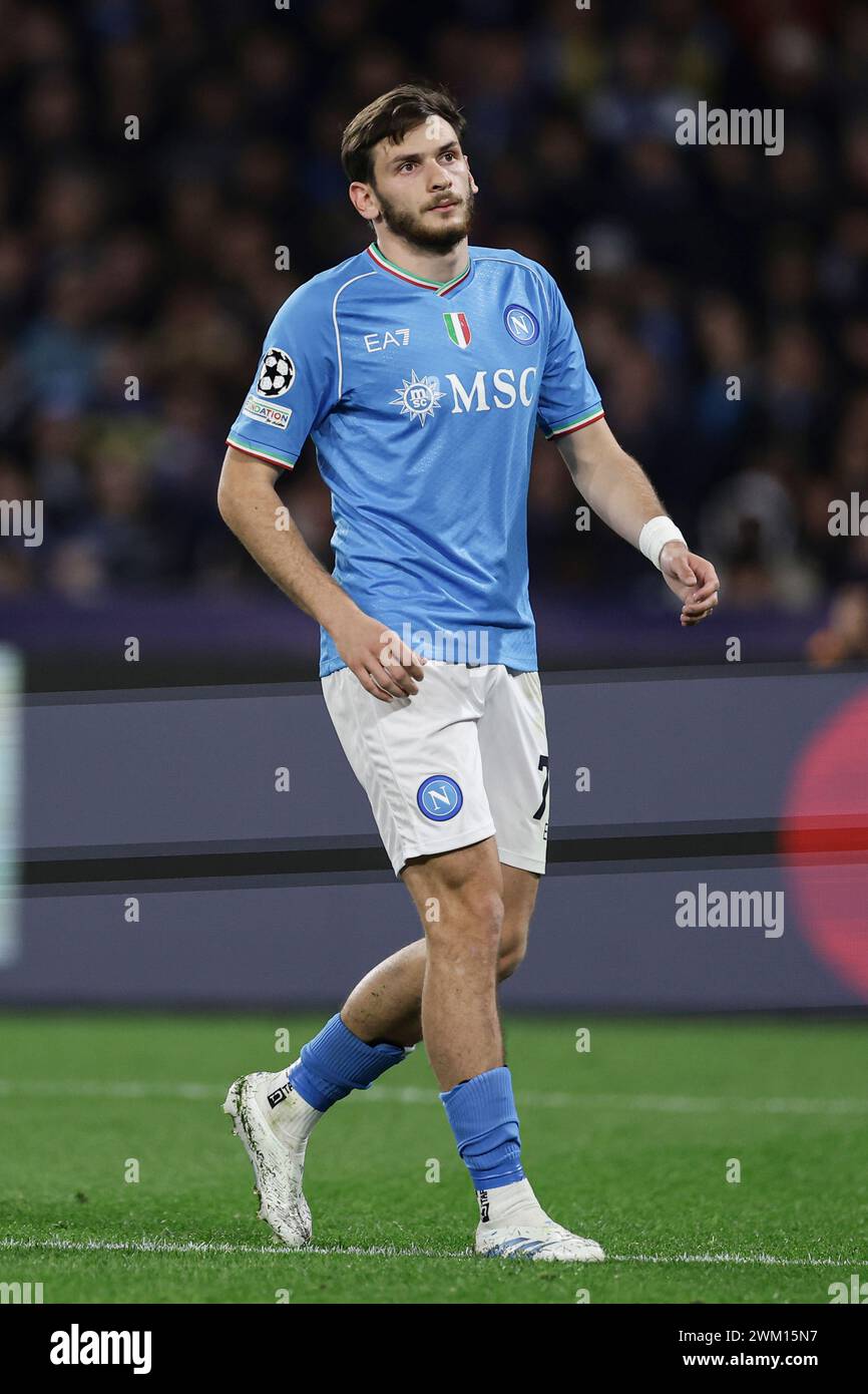 SSC Napoli’s forward Khvicha Kvaratskhelia looks during the UEFA ...