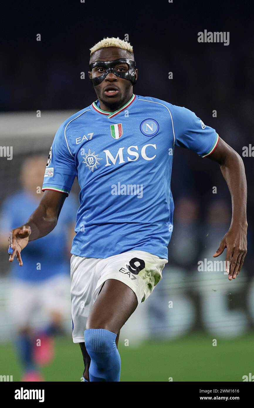 SSC Napoli's Nigerian forward Victor Osimhen looks during the UEFA Champions League round 16 ...