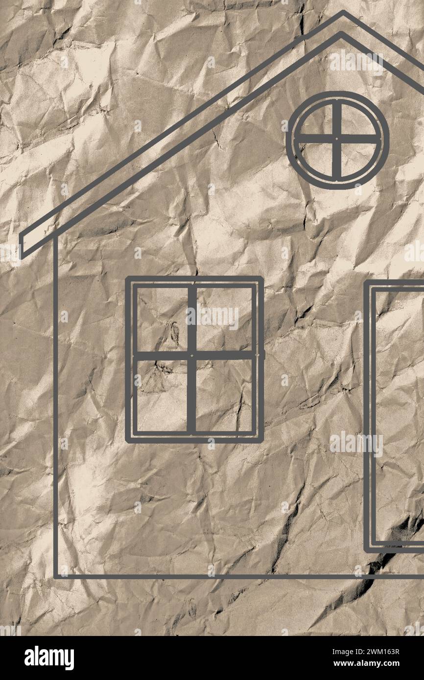 A discarded crumpled drawing of a house to represent staring over with ...