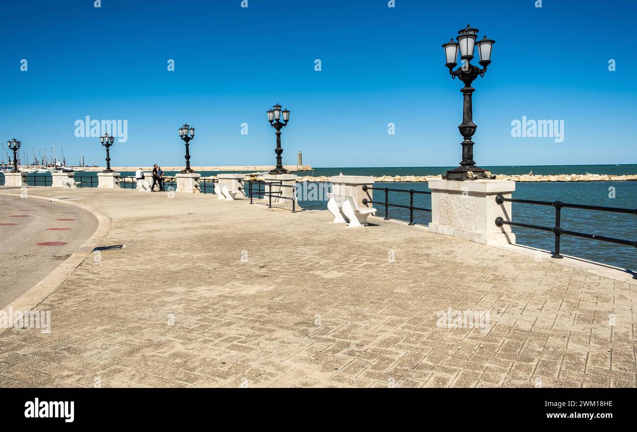 Lungomare Nazario Sauro. Seafront promenade in the city of Bari, Puglia ...