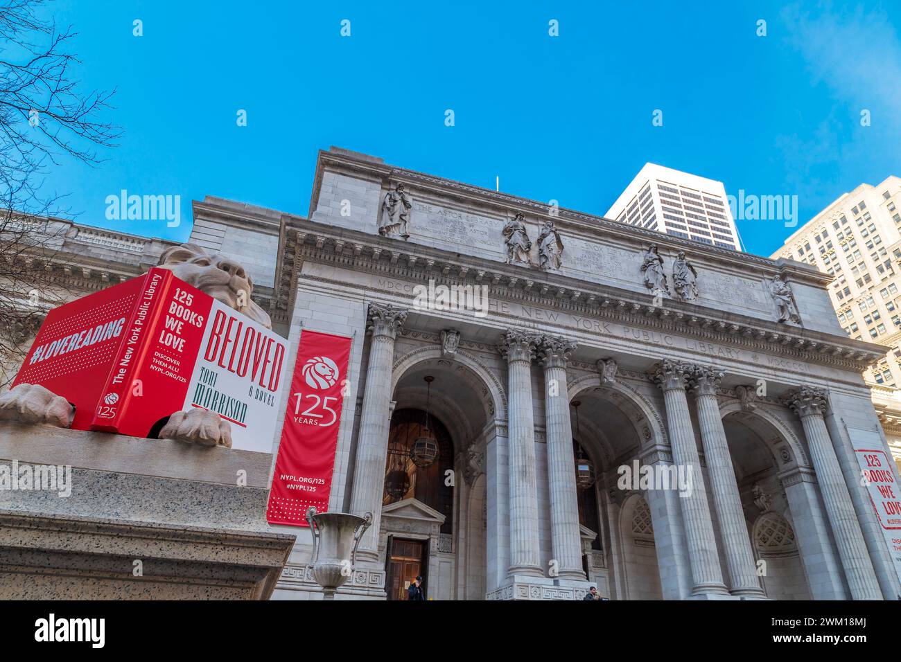 NEW YORK, USA-MARCH 7,2020:View of the exterior of Public Library.With ...