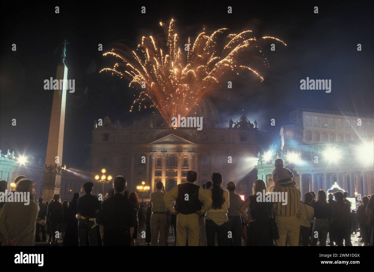 4067572 Vatican City, September 30, 1999. Fireworks for the restoration ...