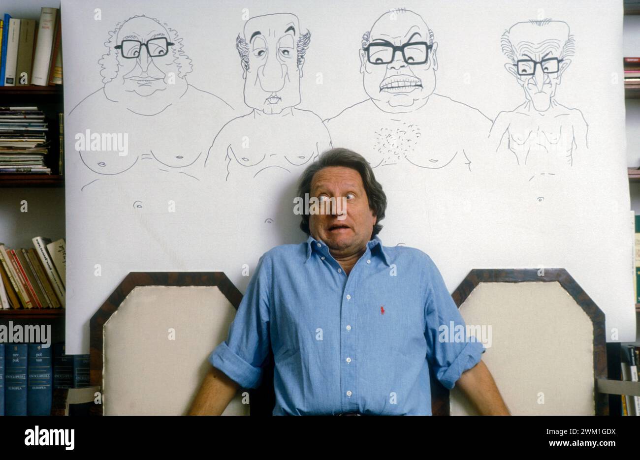 4068722 Rome, about 1985. Italian satire cartoonist Giorgio Forattini ...