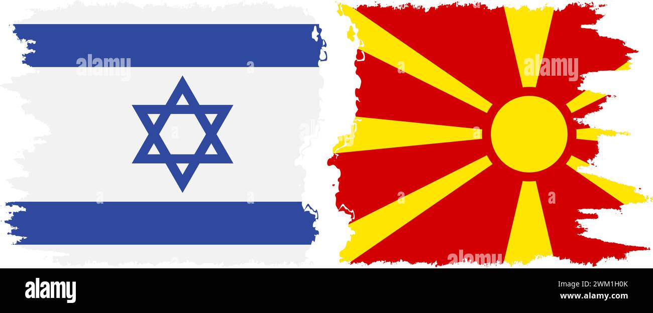 Northern Macedonia and Israel grunge flags connection, vector Stock ...