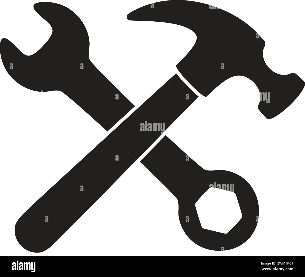 vector repair icon. hammer and wrench tools isolated on white ...