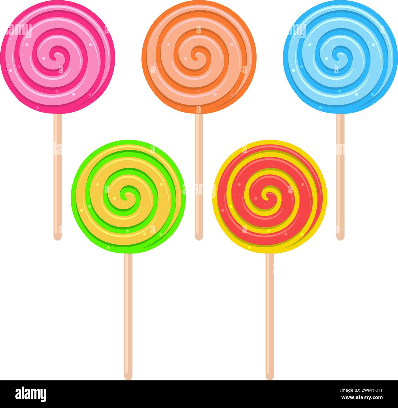 vector collection of colorful lollipop candies isolated on white ...