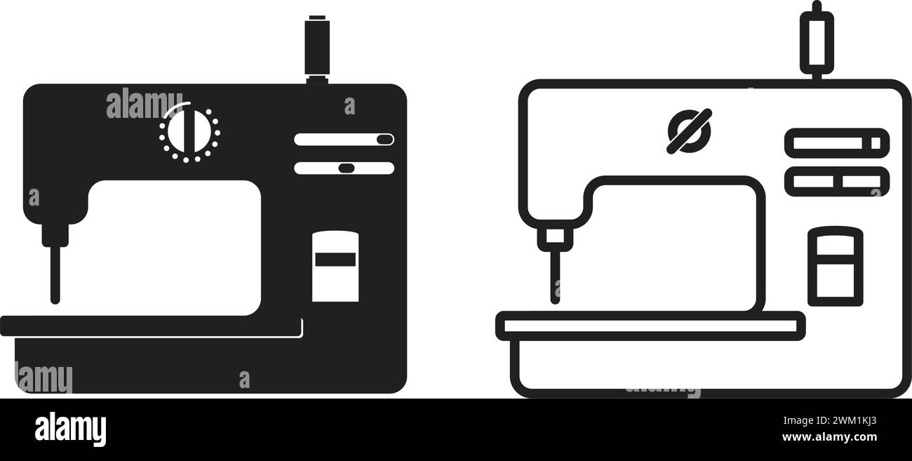 vector electric sewing machine icons. linear style pictogram. sewing ...