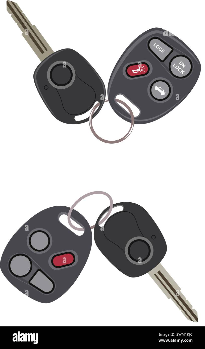 vector car keys icons isolated on white background. car key and alarm ...