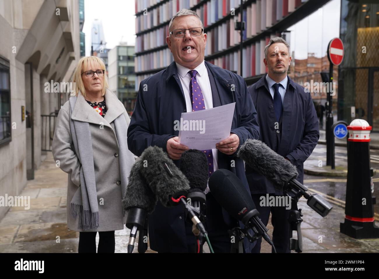 Gary Furlong, the father of victim James Furlong, reads a statement to ...
