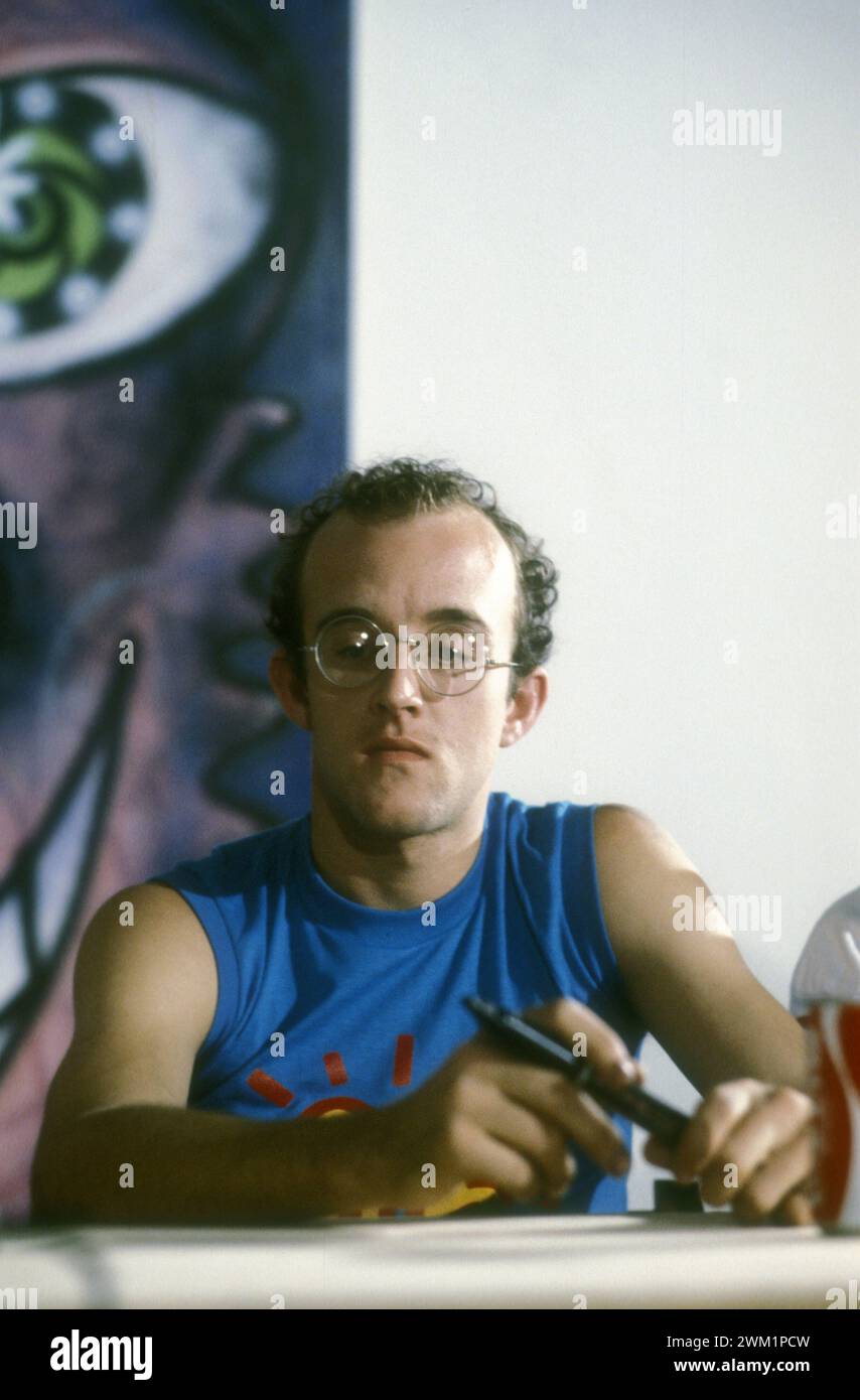 MME4702068 American artist Keith Haring (1958-1990) at Fiorucci store ...