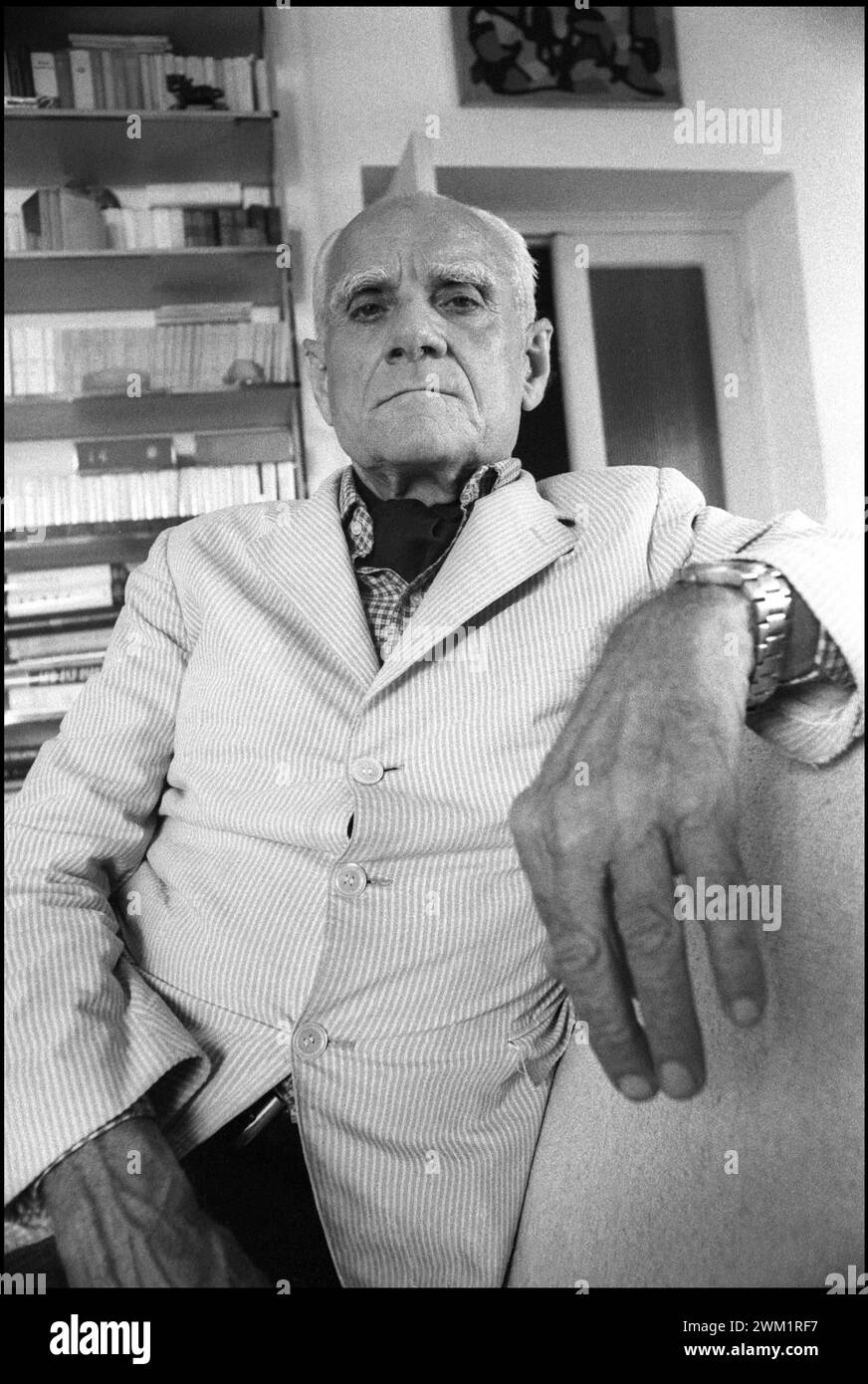 MME4713137 Italian writer ALBERTO MORAVIA in his house, Rome 1979 ...