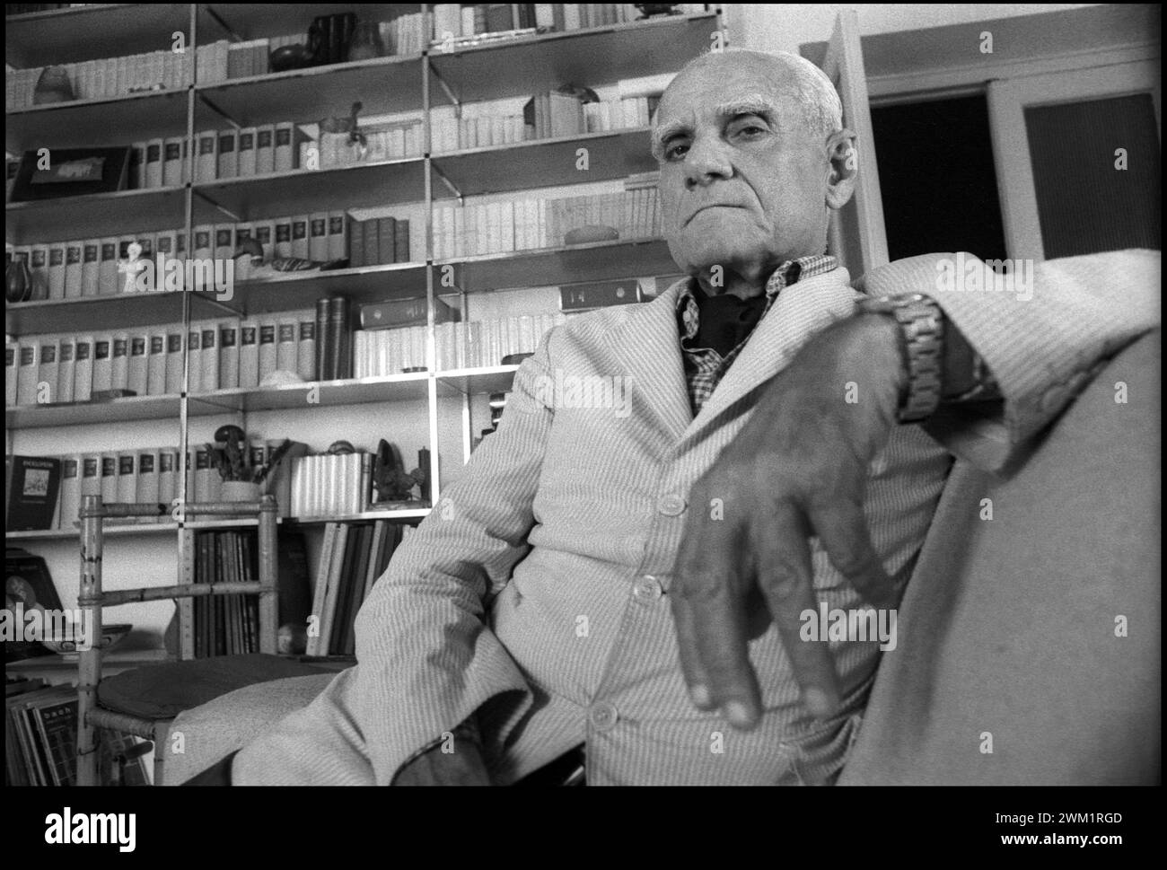 MME4713272 Italian writer ALBERTO MORAVIA in his house, Rome 1979 ...