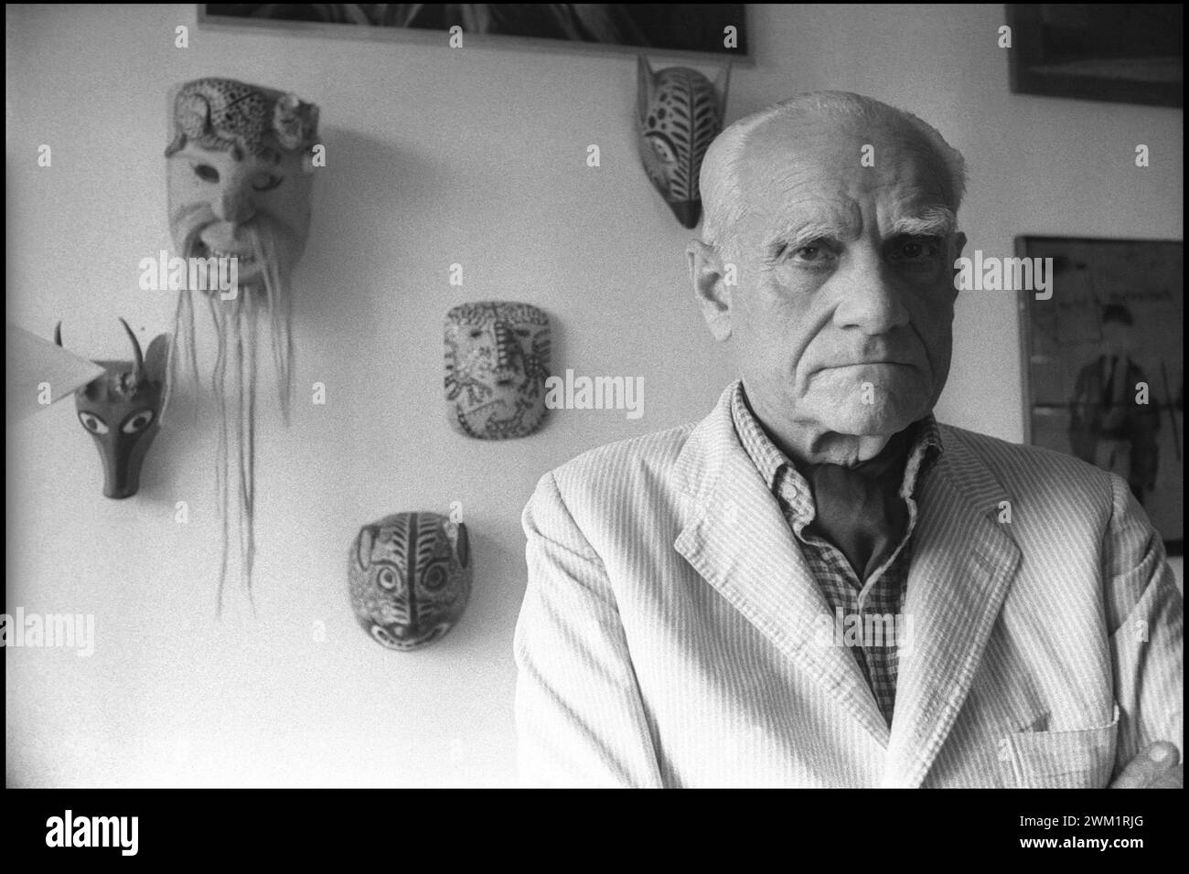 MME4713333 Italian writer ALBERTO MORAVIA in his house, Rome 1979 ...