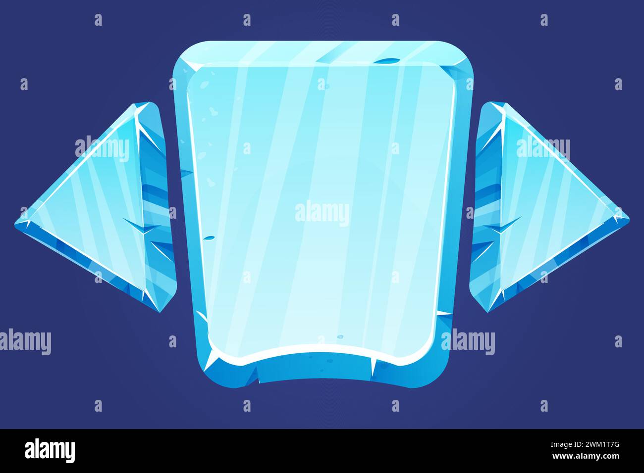 Ice button, frozen frame, level menu isolated on white background ...