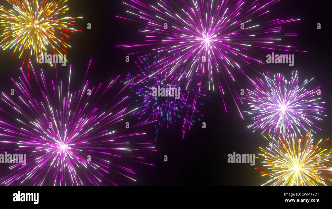Abstract colorful fireworks. Computer generated 3d render Stock Photo ...