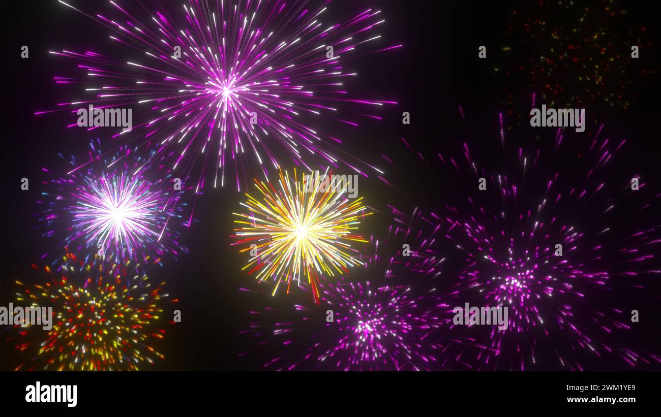 Abstract colorful fireworks. Computer generated 3d render Stock Photo ...