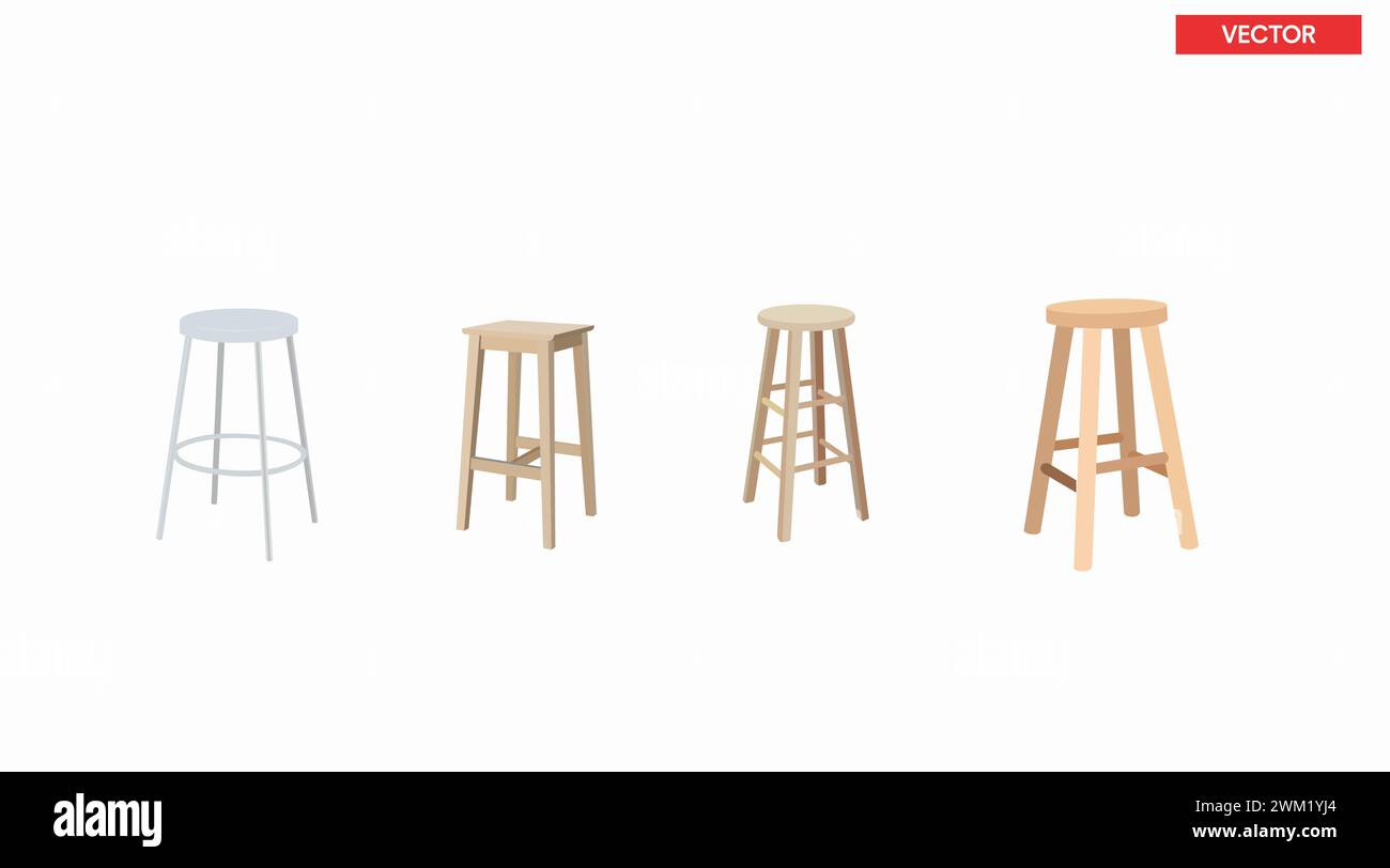 Black Stools Set. Vector isolated editable set of stools Stock Vector ...