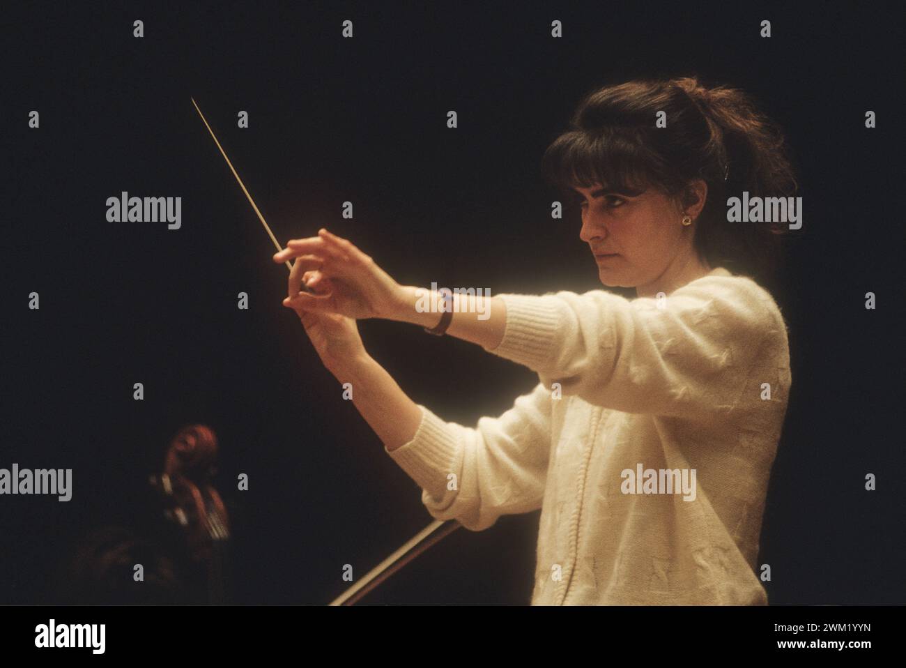 MME4751330 Italian conductor Denise Fedeli performing a rehearsal (1992 ...
