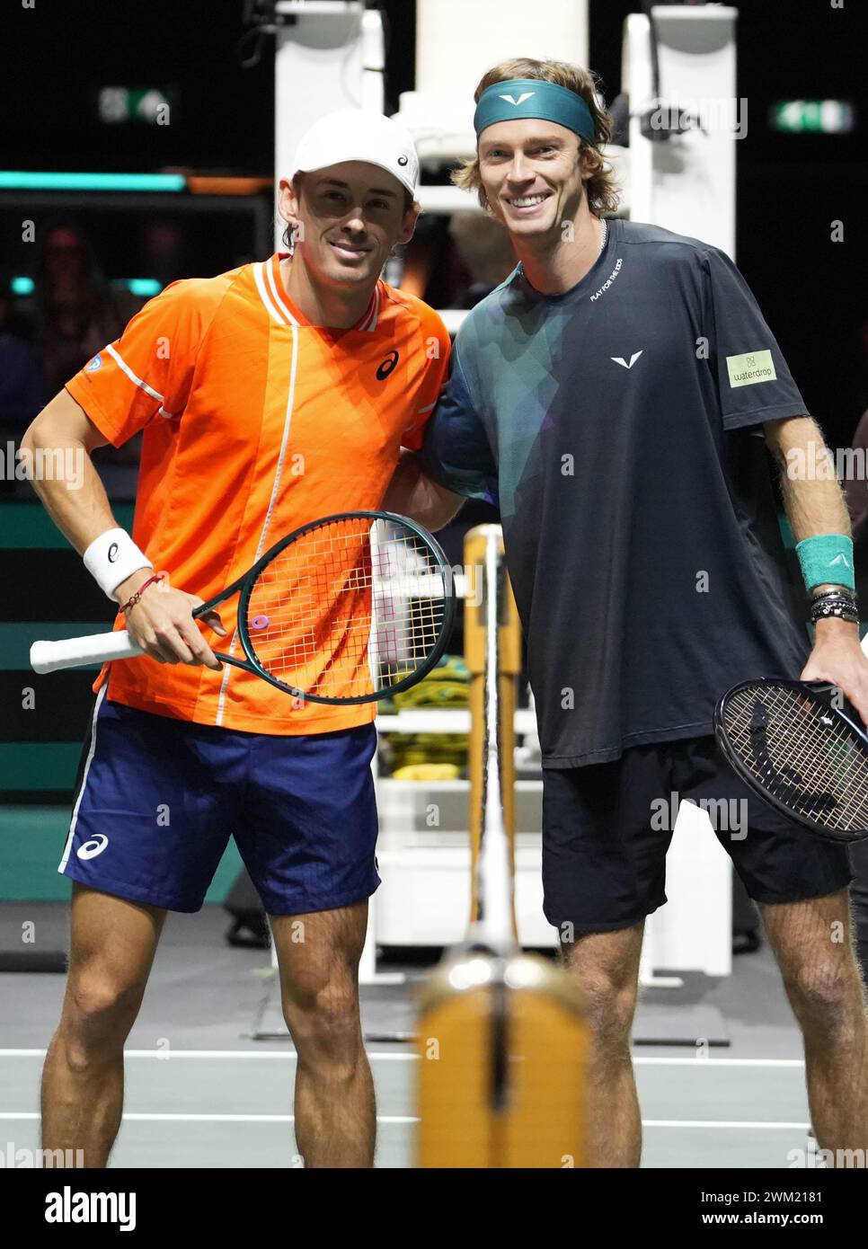 Andrey Rublev of Russia and Alex de Minaur of Australia 1/4 FINALE during the ABN Amro Open 2024 ...