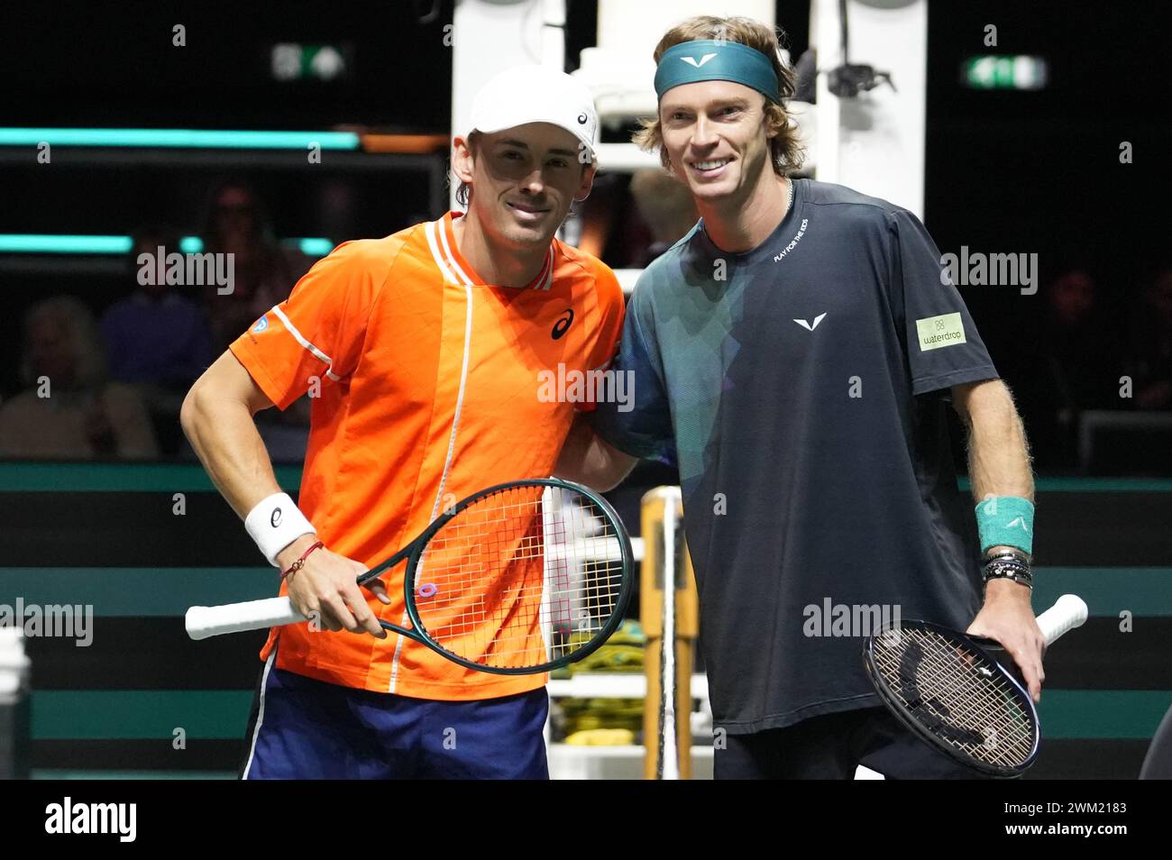 Andrey Rublev of Russia and Alex de Minaur of Australia 1/4 FINALE during the ABN Amro Open 2024 ...