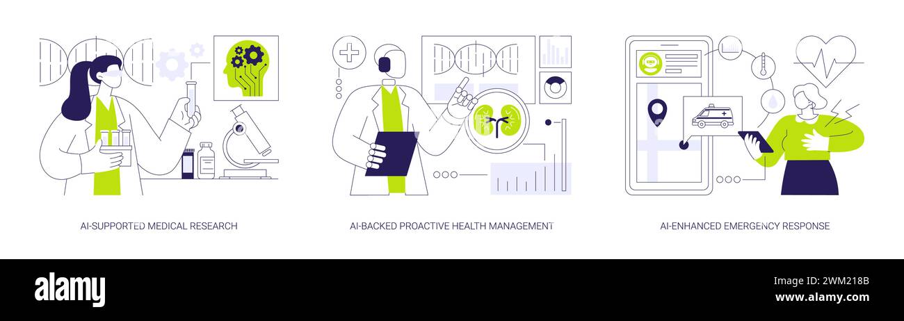 AI in Health Management abstract concept vector illustrations Stock ...