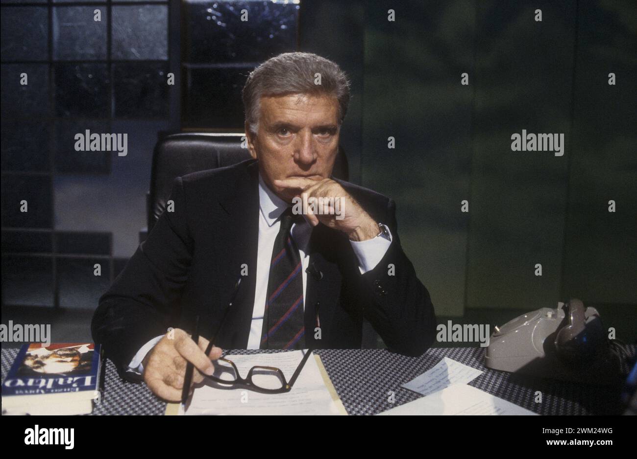 MME4778293 Italian TV journalist Sergio Zavoli during a TV program ...