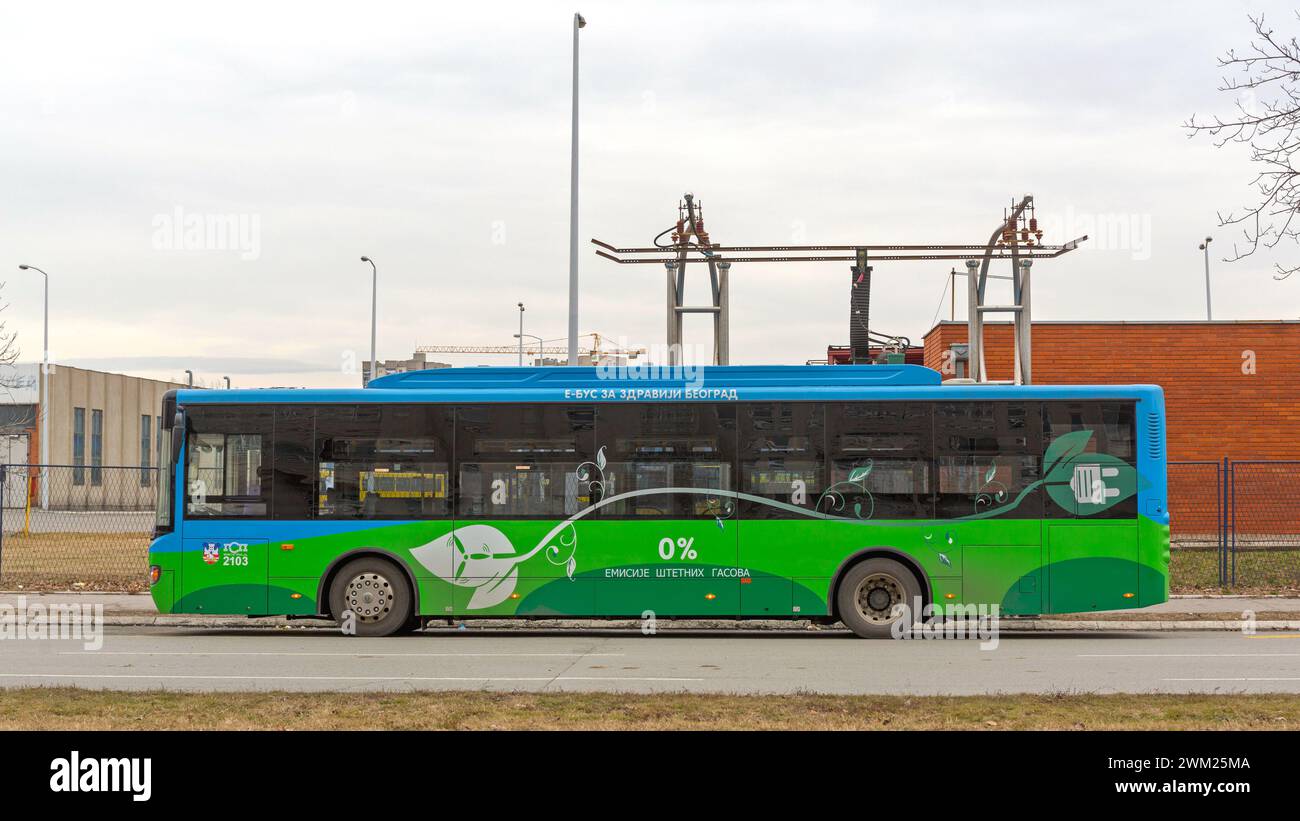 Belgrade, Serbia - February 6, 2017: Charging Electric Bus Urban Public ...