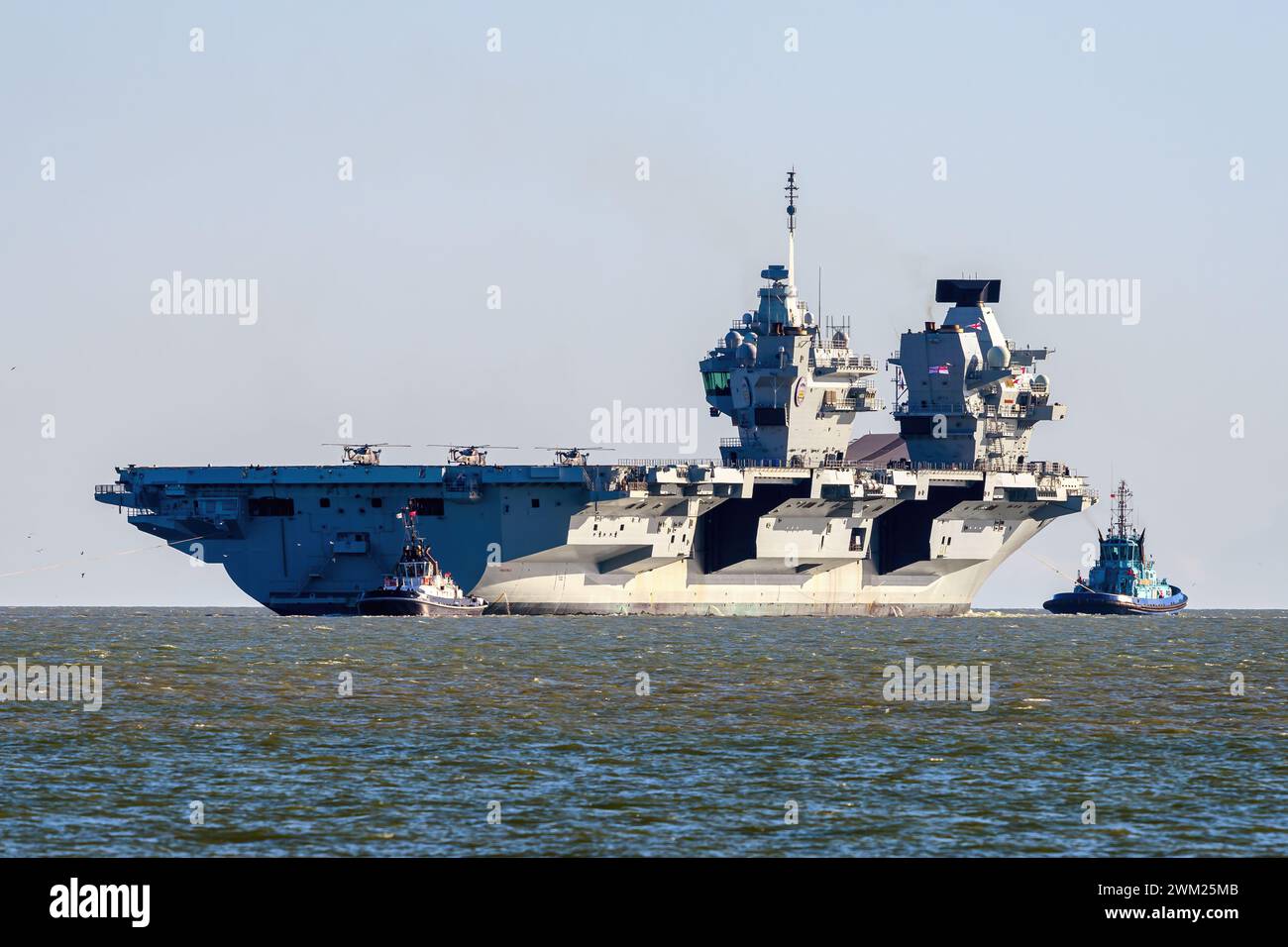 Stern view of the Royal Navy aircraft carrier HMS Prince of Wales ...