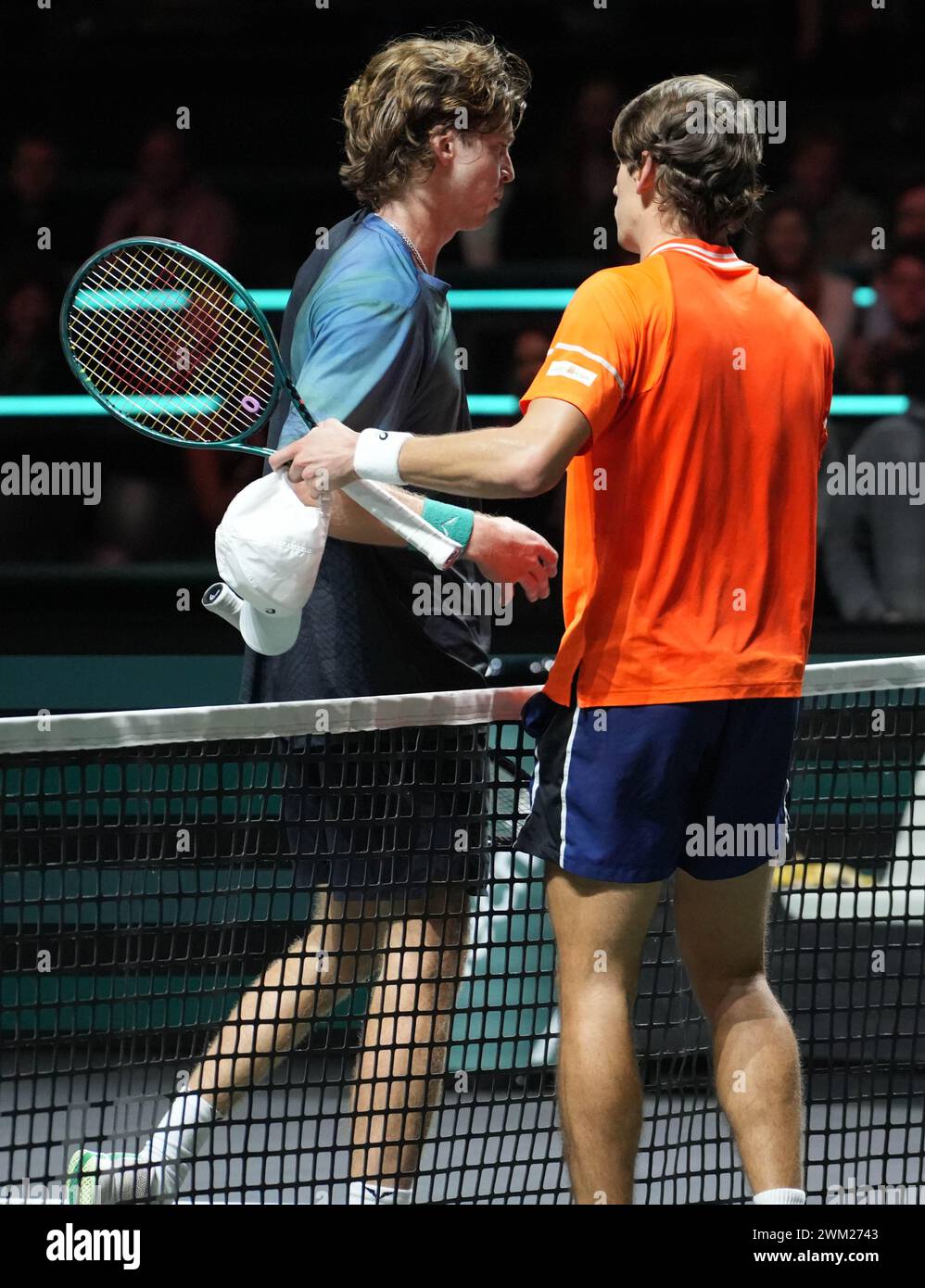 Andrey Rublev of Russia and Alex de Minaur of Australia 1/4 FINALE during the ABN Amro Open 2024 ...