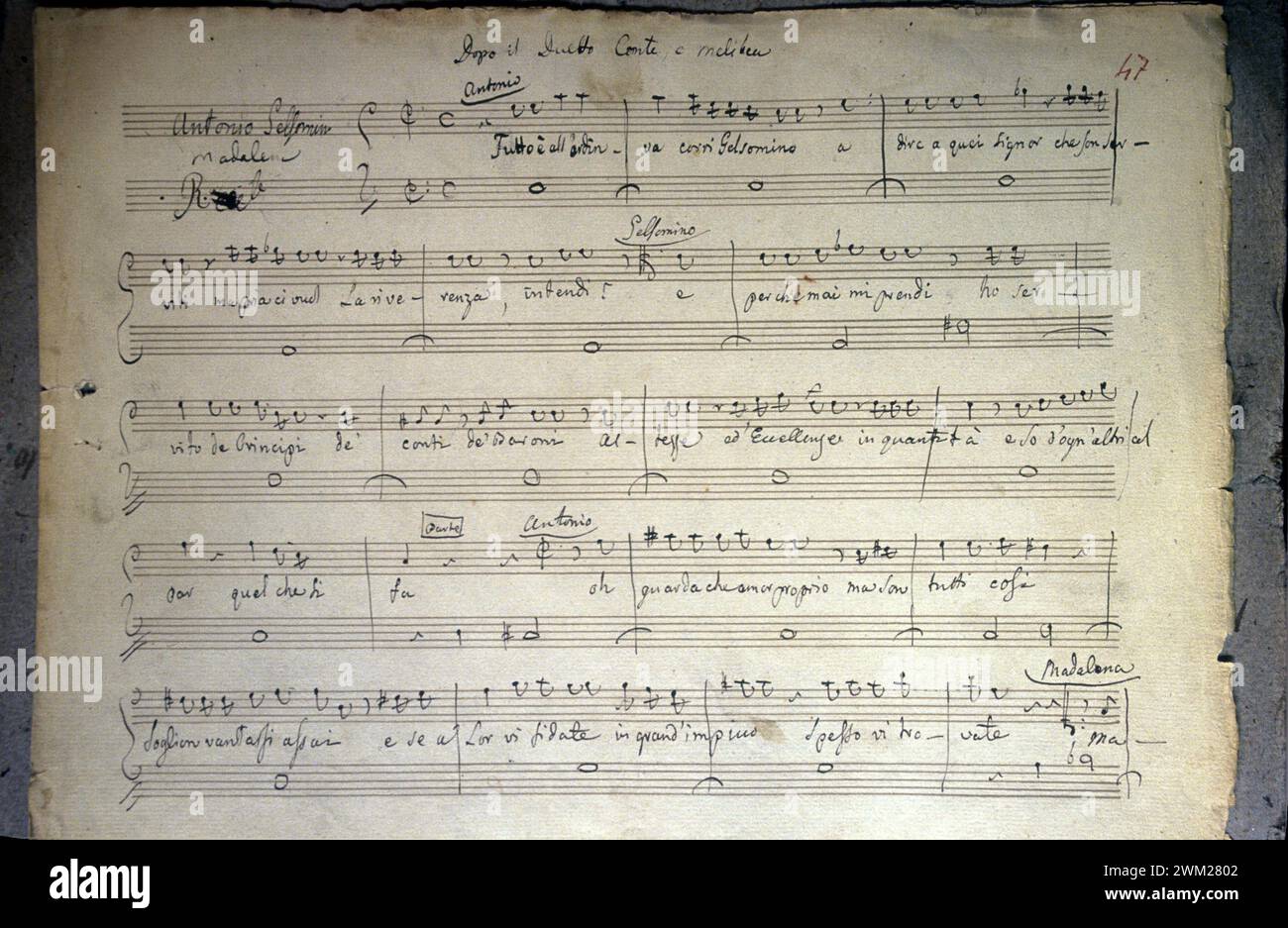 MME4795754 Autographic music score of the opera “” Voyage a Reims”” by ...